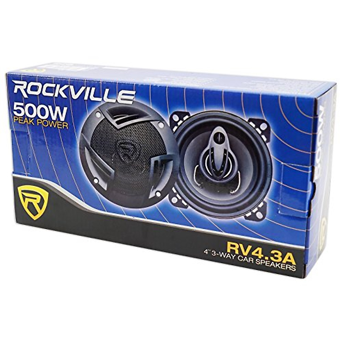 Pair Rockville RV4.3A 4" 3-Way Car Speakers 500 Watts / 70w RMS CEA Rated Total