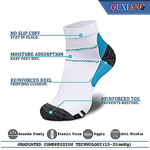 QUXIANG Compression Socks for Women & Men Circulation 3/6/7 Pairs Arch Ankle Support 15-20 mmHg Best for Running Cycling (Multi 01, S/M)