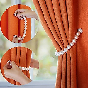 2Pcs Magnetic Pearl Curtain Buckle,Classics Pearl Magnetic Curtain Tiebacks,Rhinestone Magnetic Ball Straps Curtain Tiebacks Magnetic Clips Holdbacks Buckle Pearl White Style (25cm)