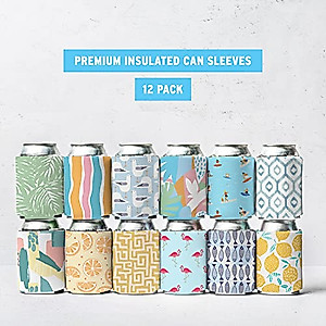 Blank Beer Can Coolers Sleeves (12-Pack) Soft Insulated Beer Can Coolies - HTV Friendly Plain Koolies in Bulk for Soda, Beer & Water Bottles - Coolie Blanks for Vinyl Projects & Wedding Favors