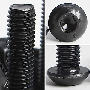 10 Pcs M10-1.5 x 20mm Button Head Socket Cap Screws, 10.9 Grade Alloy Steel, Allen Socket Drive, Black Oxide Finish, Full Thread (10.9 Grade,M10-1.5 x 20mm,10 Pcs)