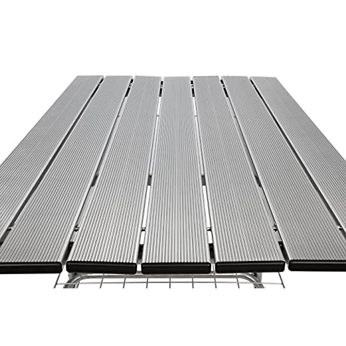 Camco Olympian Deluxe Portable Grill Table | Provides Plenty of Room for Grilling Gear | Ideal for Picnics, Camping, Boating, Tailgating, and Backyard BBQs | (57293) Silver