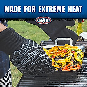 Kingsford Extreme Heat BBQ Grill Gloves, 2 Count | Heat Resistant Barbecue Gloves | The Ultimate Heat Barrier Silicone Grilling Gloves with Anti-Slip Safe Grip
