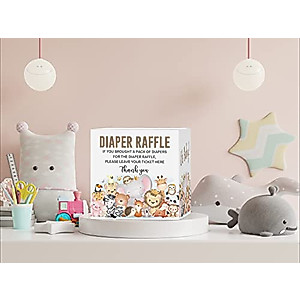 mermermu Diaper Raffle Tickets and Advice Cards For Baby Shower - 1 Card Collection Box & 50 Tickets, Animal Baby Shower Card Box, Party FavorsDecorationsSupplies, Game Kit, 8" Card Box -005BOX