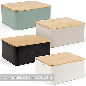 Beautiful Bread Box With Wooden Lid For Your Kitchen Countertop - Spacious Container Perfectly Stores Your Homemade Bread, English Muffins & Bagels - Quality Cutting Board Lid Keeps Your Bread Fresh