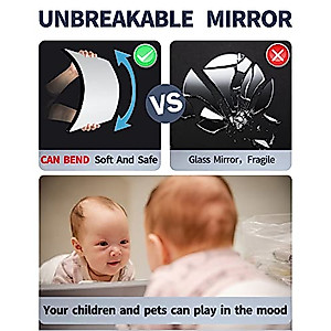 quegau Kids Safety Shatterproof Mirror for Wall,Full Length Mirror Wall Mounted,Made of Unbreakable Acrylic Non-Glass,Extra Thick 1/8",1Pcs 8"x8",Bedroom Door Closet Mirror