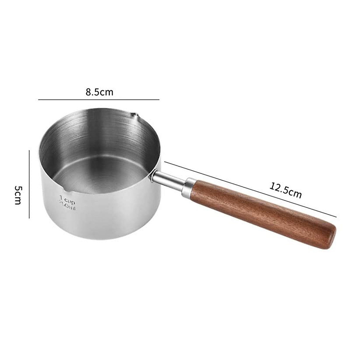 Stainless Steel Mini Frying Pan Household Hot Oil Pan Boiled Eggs Hot Chocolate Hot Milk Pot Household Multi-purpose Pot Milk Steaming Milk Frothing Latte Art Milk Warmer for Stove Top (250ML)