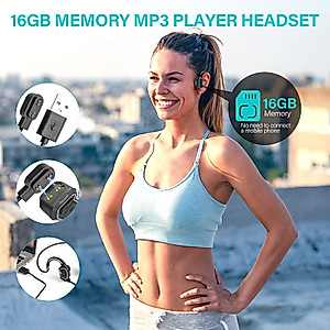 Open Ear Headphones,Wireless Bone Conduction Headset Bluetooth 5.1 with Mic - MP3 Play Built-in 16G Memory,IP68 Waterproof Sweatproof - Music Answer Phone Call for Swimming Skiing Driving Bicycling