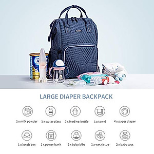 SUNVENO Baby Diaper Backpack Large Capacity Travel Nappy Bag for Mom Dad, Blue