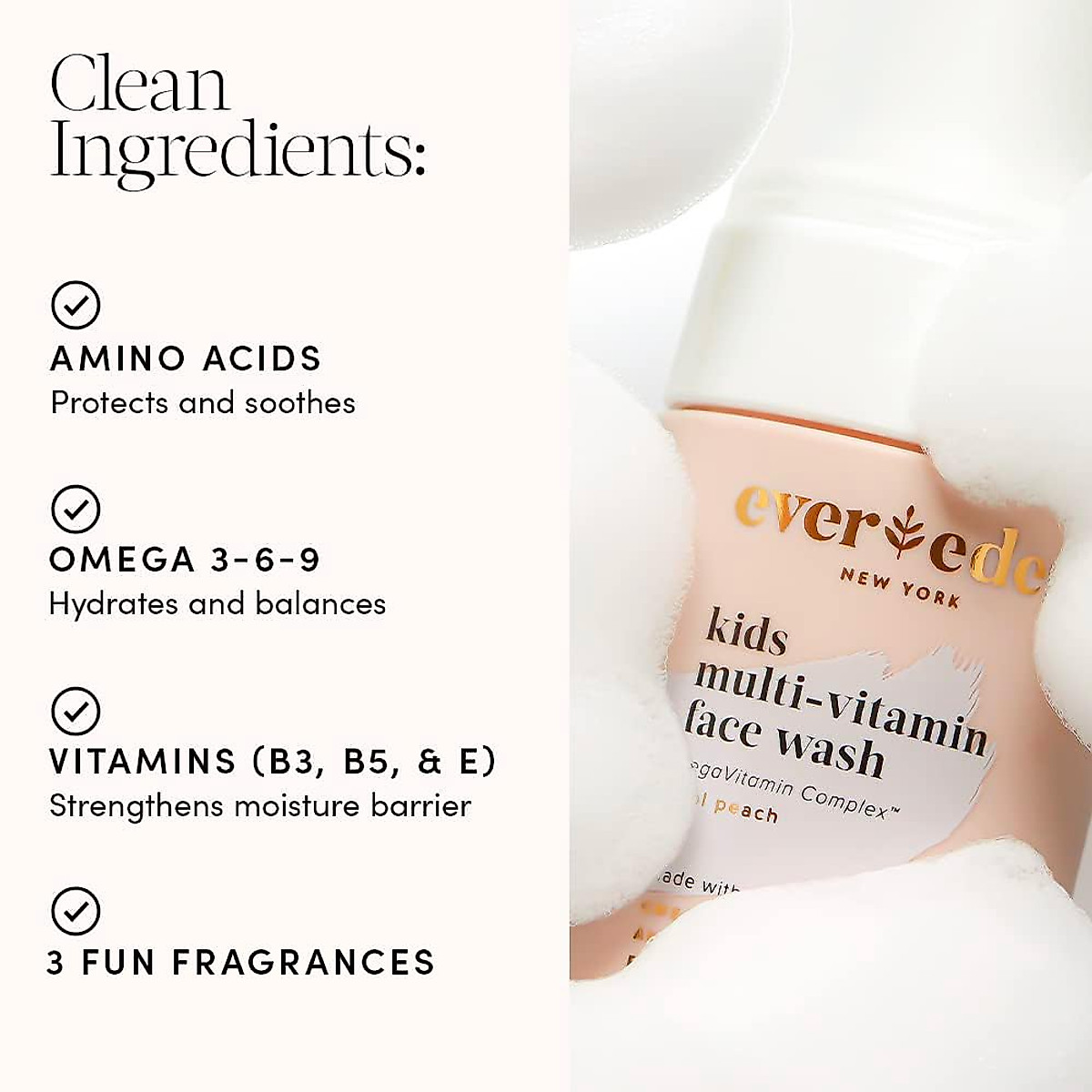 Evereden Kids Face Wash: Melon Juice, 3.4 fl oz. | Gentle Skin Care | Clean and Non-toxic Face Wash | Multi-Vitamin Kids Skin Care