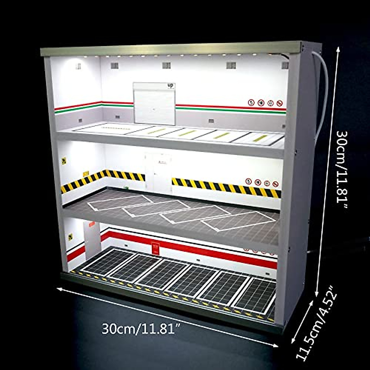 Garage Display Case Collectible Display Show Case with LED Lights,Model Car Display Case for 1:64 Scale Mini Car Parking Space Scene Collectible Gift Decoration 3 Layer Model Car Parking Lot Garage