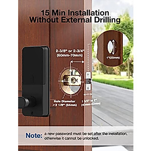 Wi-Fi Smart Lock, Fingerprint Keyless Entry Door Lock with Handle, Smart Lock for Front Door Anti-Peeping, Electronic Digital Keypad Door Lock Works with Alexa, Remotely Control (G2 Gateway Included)