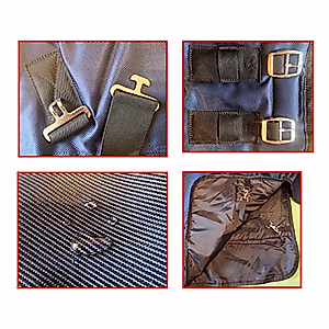 Ankaier 1800 Denier Waterproof and Windproof Winter Turnout Horse Blanket, High-Grade Thermal Insulation Polyfill (250 Grams) Materials, Medium-Weight, Ripstop, Navy Color- 69" inches (Black Edge)