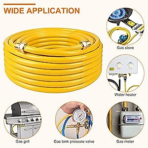 Lesigud 70FT 1/2" Gas Tubing Pipe Kit with 2 Male Fittings, CSST Gas Line for Natural Gas or Propane Appliance Natural Gas Grill Hose