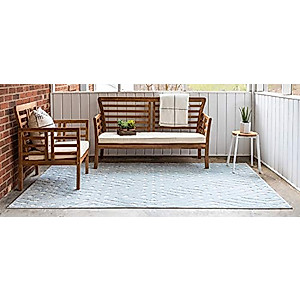 Unique Loom Sabrina Soto Outdoor Collection Geometric, Modern, Vibrant, Trellis Contemporary Area Rug, 9' 0" x 12' 0", Light Blue/Ivory