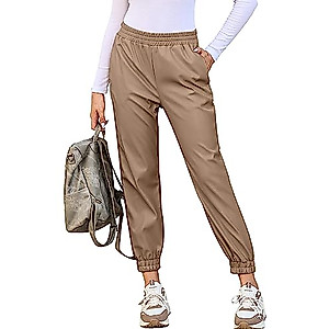 Dokotoo Leather Pants Trendy Elastic Womens Fashion pants High Waisted Cargo Pants Women 2023 Fall Winter Casual Joggers for Women Women's Pants Hiking Tactical Trousers Baggy Clothing Pants Pocket