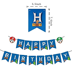 Birthday Banner For Mario, Video Games Birthday Theme Party Supplies,Video Games Birthday Party Decoration
