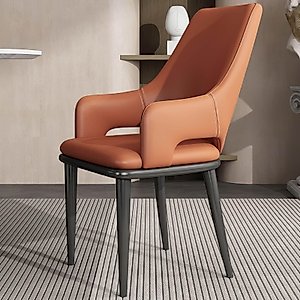 RILOOP Mid Century Modern Dining Chairs,Pu Leather Upholstered Dining Chairs with Black Metal Frame, Kitchen & Dining Room Chairs Armrests Side Chairs for Dining Room,Living Room/C/43 * 44 * 92Cm