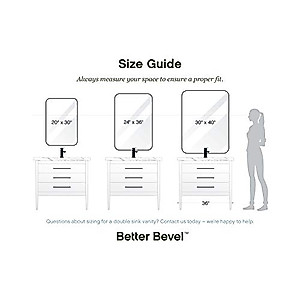 Better Bevel 30” x 40” Black Metal Framed Mirror | Rounded Rectangle Bathroom Wall Mirror