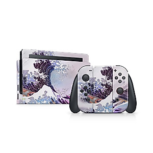 Tacky Design Watercolor Skin Compatible with Nintendo Switch Skin Wrap Cover, Wave Off Kanagawa Skin for Nintendo Switch Stickers, Premium Vinyl 3M Full Wrap Decal.