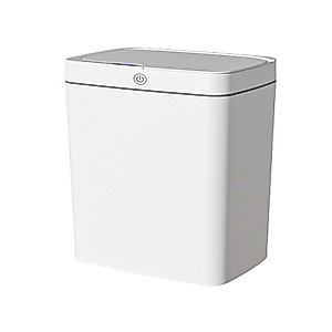 Automatic Trash Can, Smart Plastics Touchless Garbage Can, 4/4.75 Gallon Smart Trash Bin, Self Sealing Motion Sensor Bins for Kitchen, Office, Living Room, Toilet (White,15L)