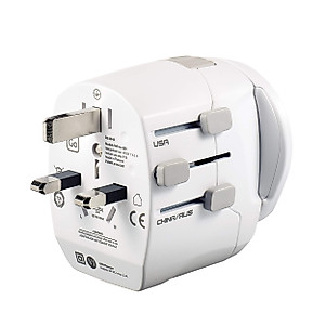 Worldwide Adapter + USB, Universal Earthed Travel Adapter with Twin USB Ports, for Small Electrical Devices, Travel Essentials