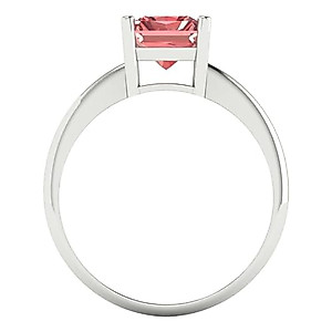 Clara Pucci 2.5ct Radiant Cut Solitaire Natural VVS1 Red Garnet Engagement Bridal Promise Anniversary Ring 18K White Gold Size 8.75