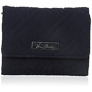 Vera Bradley Women's Microfiber Petite Trifold Wallet, Classic Navy, One Size