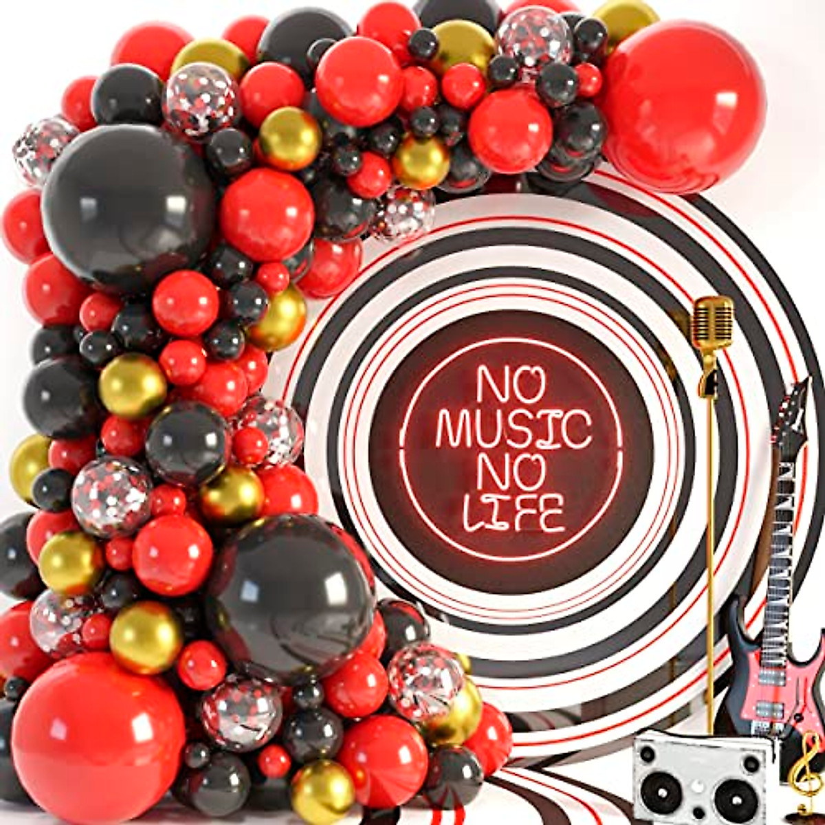 100 pc Red Black and Gold Balloon Garland Kit - Red Black and Gold Balloon Arch Kit - Red Black Gold Balloon Garland Kit - Red Black Gold Balloon Arch Kit