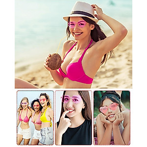 ZHANGBY 9 Pairs Heart Sunglasses for Women Frameless Trendy Transparent Hot Pink Glasses (Pink)