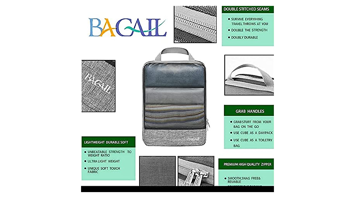 BAGAIL Compression Packing Cubes - 6 Set Organizers