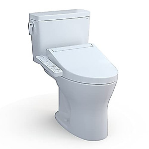 TOTO® Drake® WASHLET®+ Two-Piece Elongated Dual Flush 1.6 and 0.8 GPF Universal Height Toilet and WASHLET C2 Bidet Seat, Cotton White - MW7463074CSMFG#01