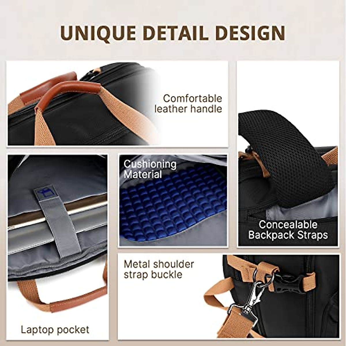 MOLNIA Expandable Laptop Backpack, 3 in 1 Laptop Bag, 17.3 inch Computer Backpack, Multi-functional Travel Bag, 2022 New Version for Business Casual Travel College School, Men/Women,Black