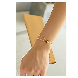N+A Cute Layered Aladdin Genie Lamp Bracelet for Women Girls Sterling Silver Crystal Charms Hand Chain Trendy Birthday Christmas Party Holiday Jewelry BFF Gift for Mom Daughter (Gold)