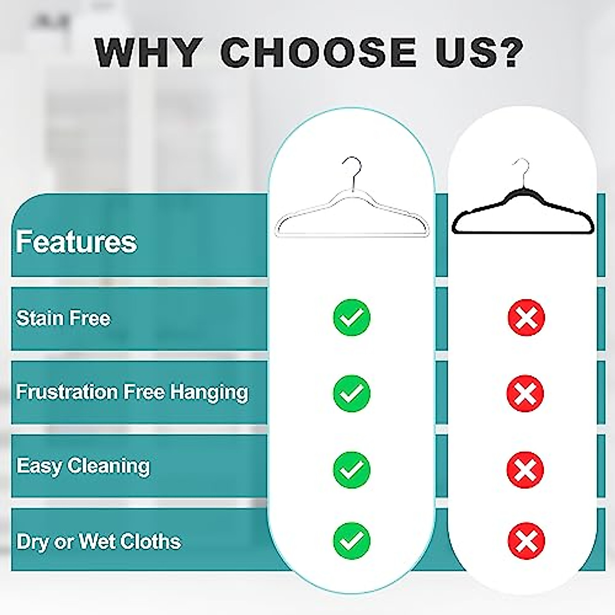 Quality Hangers Clear Plastic Hangers for Clothes | 50 Pack - Heavy Duty Hangers Space Saving Crystal Clear Acrylic Hangers | 360 Degree Swivel Hook and Notches | 17.5 Inch (Clear, 50)