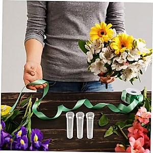 COHEALI 600 pcs Tube Florist Supplies Single Rose Sleeve Water vials for Flowers Flower Holder Flower Arrangements Vial hydroponic Flower stem Water Glass vases Small Rack Bracket 100pcs