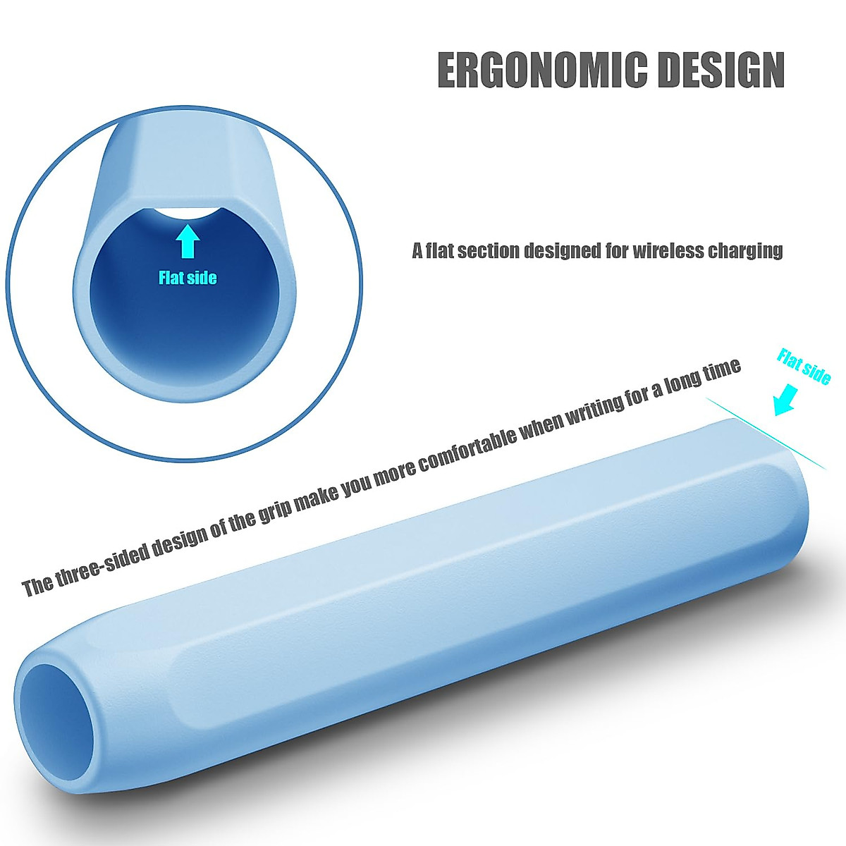 3 PCS Ergonomic Grip for Apple Pencil 2nd Generation, Grips Silicone Holder Sleeve for Apple Pen 2 Gen (Black, Blue,White)