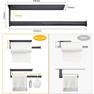 aceyoon Paper Towel Holder,Self Adhesive Magnetic Paper Towel Holder, 13inch Paper Towel Rack Wall Mount Under Cabinet with Screws，Paper Towel Bar for Kitchen Bathroom Pantry