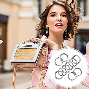 Rhinestone Spring O Rings,10 Pack Key Ring Clips Round Carabiner Metal Round Spring Buckle Silver Keychain Rings Zinc Alloy Spring Rings Metal O Rings for Keychain,Backpack,Shoulder Bag,Pet Harness