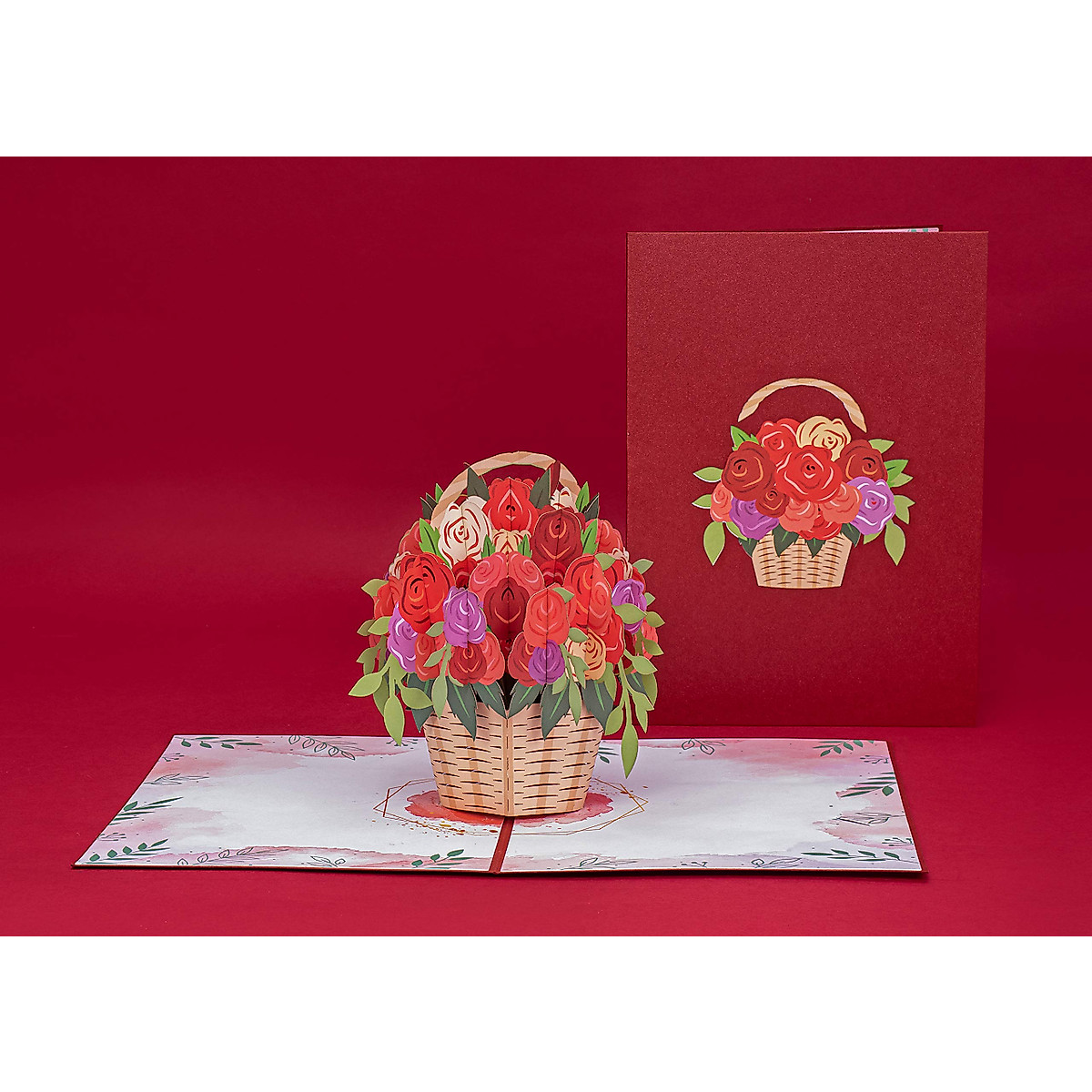 Paper Love Valentines Day Pop Up Card, 3D Love Basket - 5" x 7" Cover - Includes Envelope and Note Card