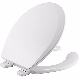 BEMIS 550TTT 000 Open Front Toilet Seat will Never Loosen and Provide the Perfect Fit, ROUND, Durable Enameled Wood, White