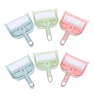 PLAFOPE 6 Sets Pet Broom Compact Dustpan and Brush Mini Broom Dustpan Desktop Garbage Shovel Tiny House Kits Mini Broom and Dustpan Mini Hand Broom Tiny Cleaning Broom Desk Broom and Pp
