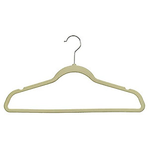 Mainetti SH-VM003-IV10 Ivory Velvet Ultra-Thin Hangers with Notches and Bright Zinc Swivel Hooks, 17.5 Inch (Pack of 10)