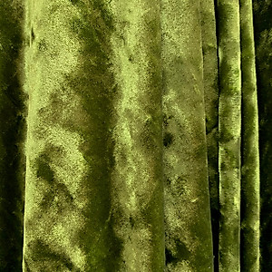 Samantha Olive Green Polyester Stretch Crushed Velvet Fabric by The Yard for Bows, Topknot. Headwraps, Scrunchies, Clothes, Costumes, Crafts