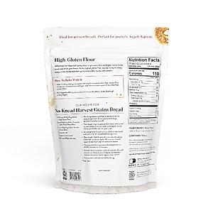 King Arthur High Gluten Flour, Contains Wheat Flour (wheat flour, malted barley flour) High Protein, 3 lb, White, 48 Ounces