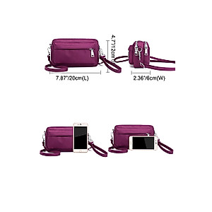 YANAIER Multi-Zipper Crossbody Handbag Purse, Women's Nylon Wristlet Mini Crossbody Bag Clutch with 2 Straps Dark Blue