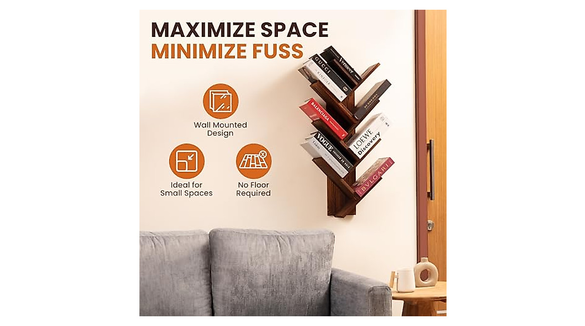 FreshDecor 7-Tier Tree Bookshelf Brown - Space-Saving & Stylish