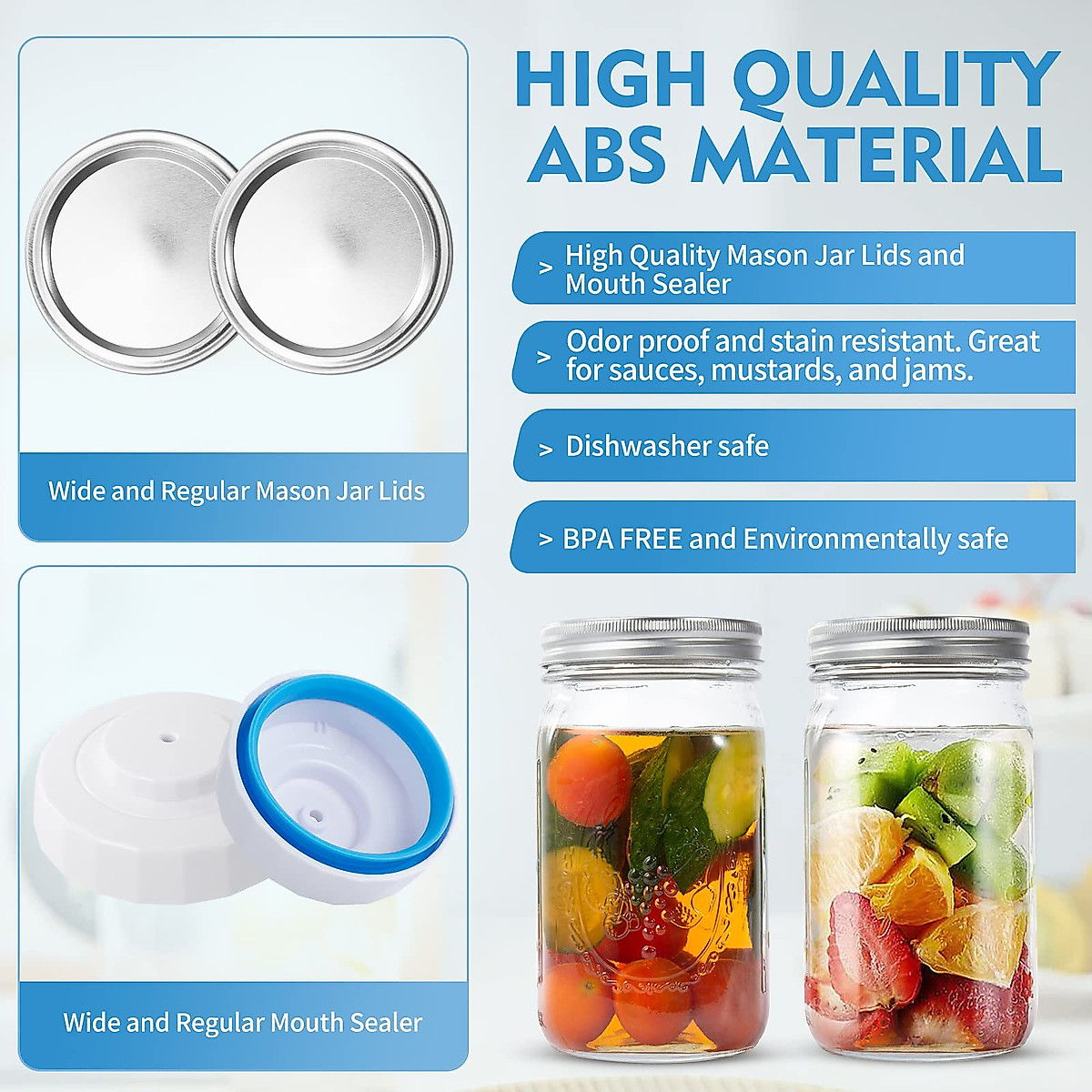 Aspen Essentials Mason Jar Vacuum Sealer Kit | with Attachment Accessory Hose Compatible FoodSaver Glass Jars Wide Regular Mouth Lids Manual Pump and Lid Opener, white