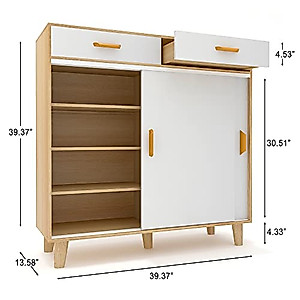 Chnnmbrn Shoe Cabinet with Doors and Drawers,5-Tier Free Standing Shoe Storage Cabinet for Entryway,Modern Shoe Storage Organizer