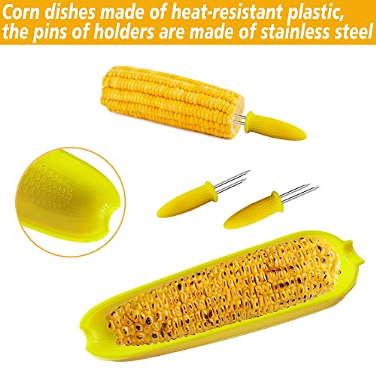 4pcs Corn Cob Holders & Dishes for Easy BBQ Enjoyment